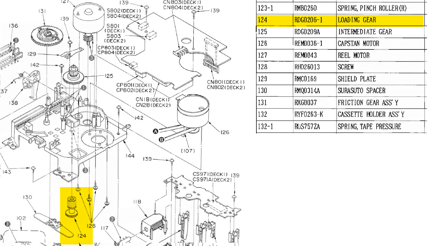 REM0043 and RDG0206 Set of 2 TECHNICS/Panasonic Gear Wheel.