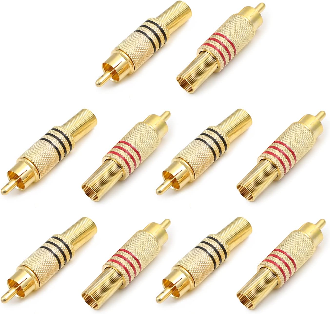 10pk RCA Phono Plugs, Gold Plated (A220G)